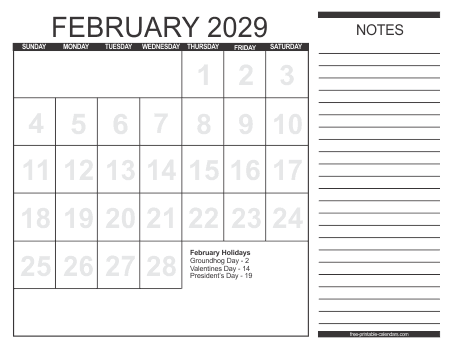 2029 Calendar 1 – Free Printable Calendars