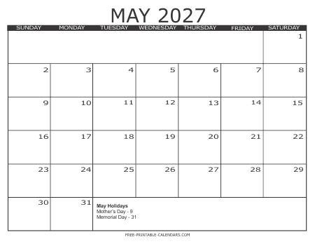 2027 Calendar 3 – Free Printable Calendars