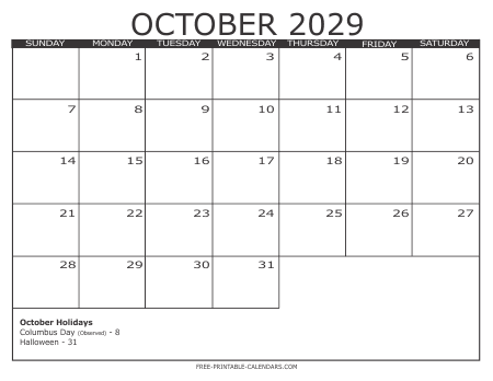 2029 Calendar 3 – Free Printable Calendars